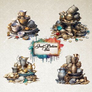 Treasure Clipart Pot of Gold Clipart Pirate Treasure Clipart Bundle ...