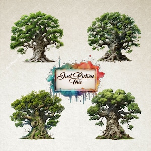 Tree Clipart Ancient Fantasy Oak Tree Graphics Enchanted Forest Nature ...