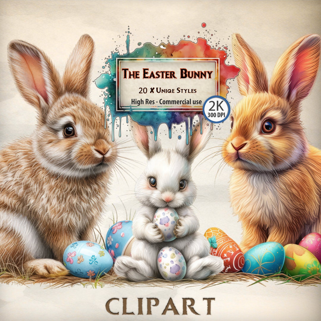 The Easter Bunny Clipart Bundle: Joyful Rabbit Illustrations for Easter ...