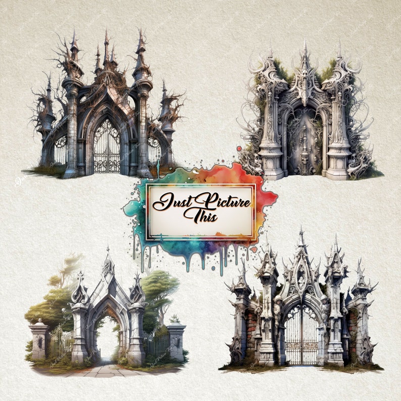 Churchyard Clipart Evil Haunted Gates Fantasy Horror Spooky - Etsy