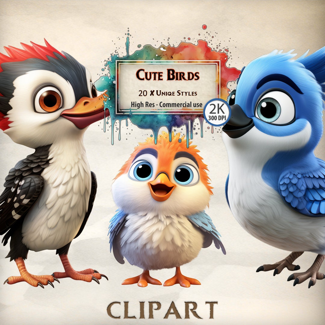 Bird Clipart Children's Cartoon Style Bird Graphics Kids' Cartoons Cute ...