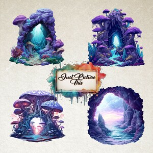 Mystical Caves Clipart Bundle: Enchanted Cave Illustrations for Fantasy ...