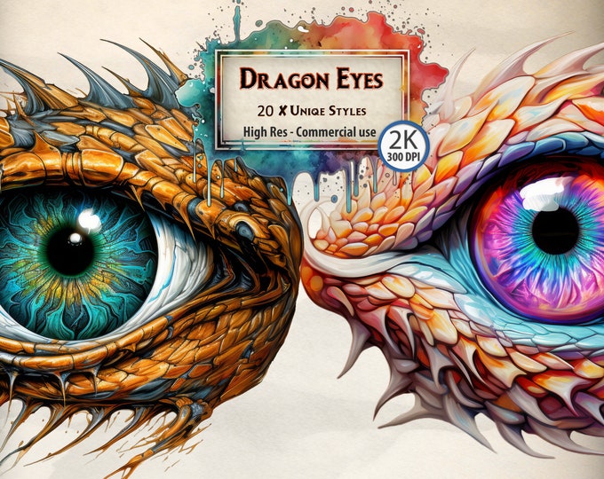 Realistic Dragon Eyes Clipart Green Red Blue Illustrations Fantasy ...