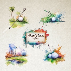 Golf Clipart Watercolor Golf Club Graphics Course Buggies Retirement ...