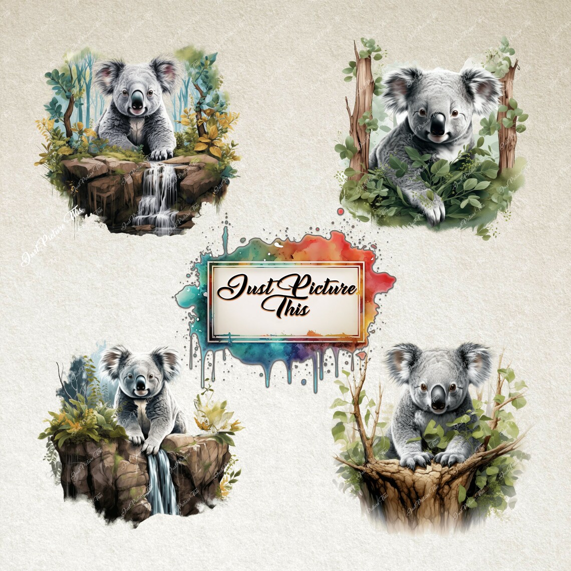 Koala Bear Clipart: Australian Wildlife PNG Graphics (digital Download ...