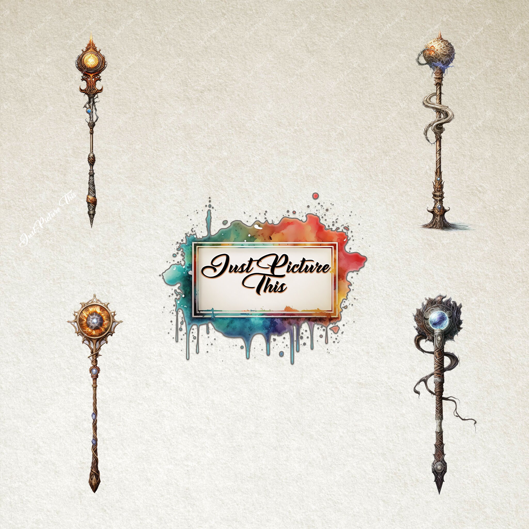 Magic Staff Clipart Stave Clipart Bundle Fairy Tale Wand - Etsy Denmark