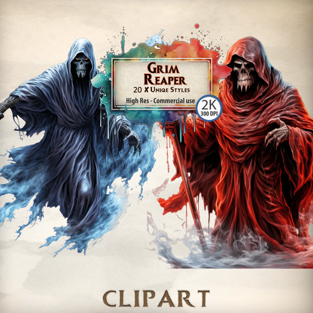 Grim Reaper Clipart Horror Halloween Clipart Specter Hooded Figure ...