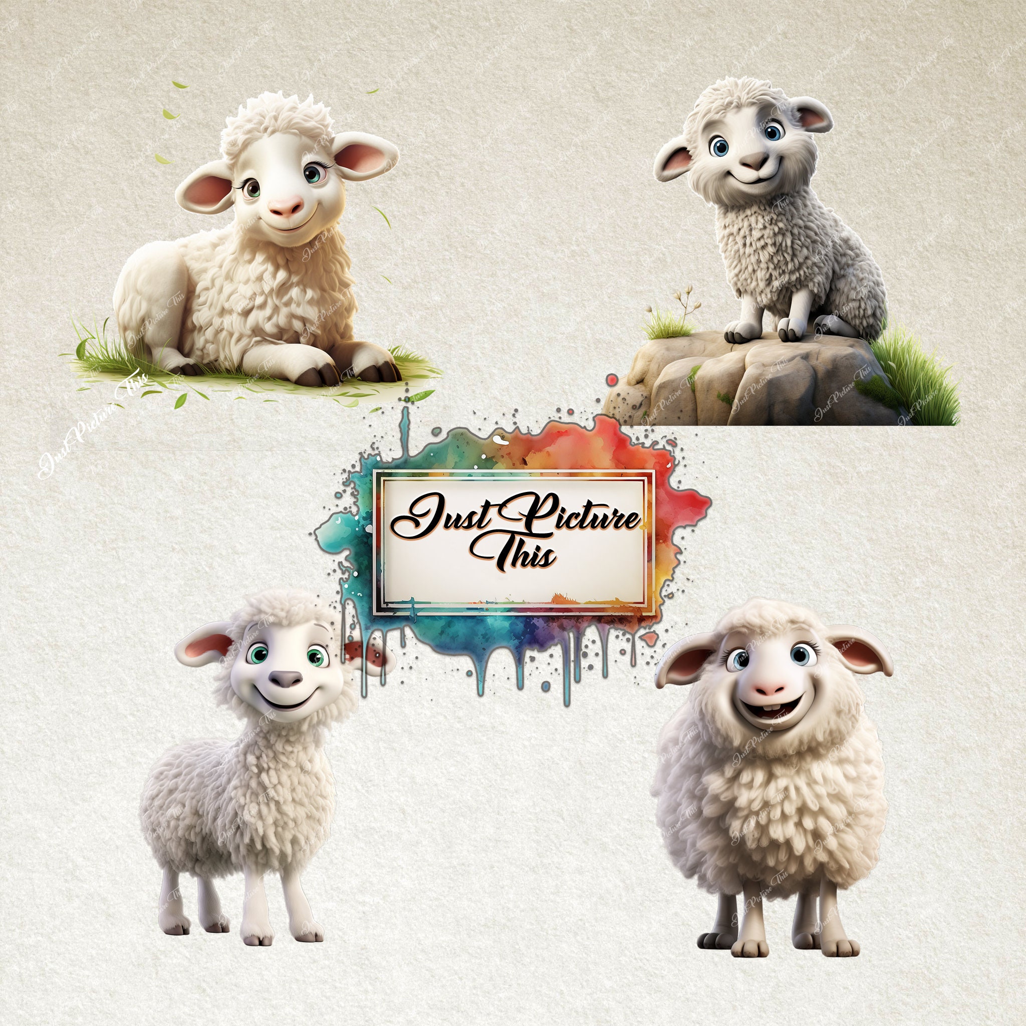 Cute Sheep Clipart Bundle, Farm Animal PNG Graphics (commercial Use) - Etsy