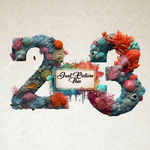 Illuminated Numbers Clipart Sea Coral Style Number Graphics Reef Coral ...