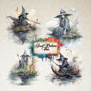 River Witch Clipart Watercolor Clipart Bundle Vintage Wicca Fantasy ...