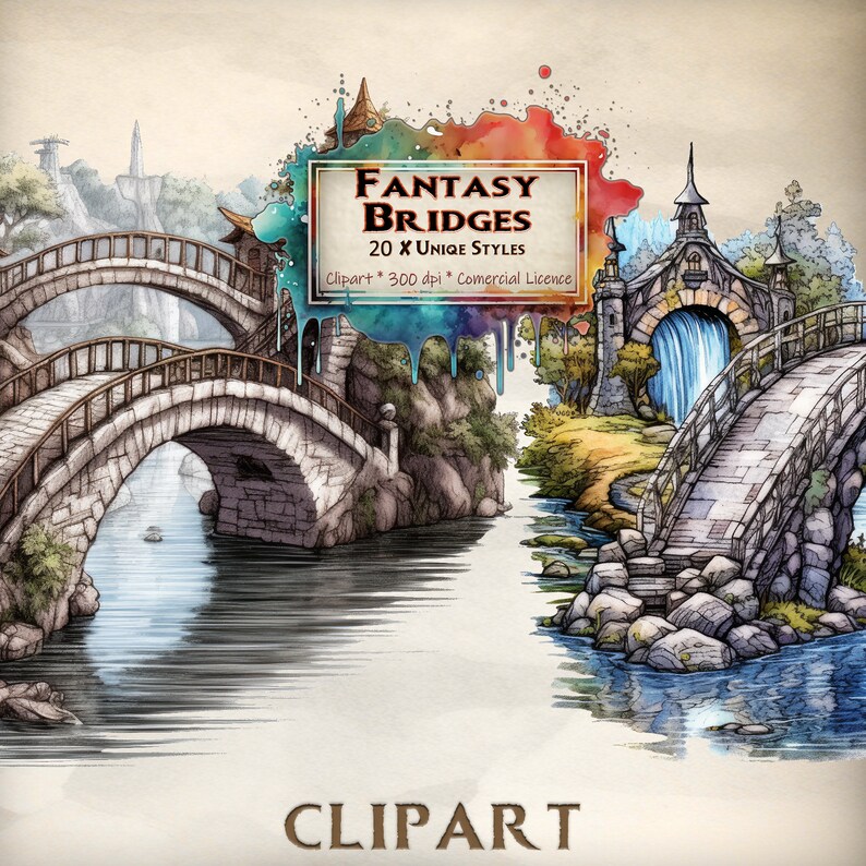 Bridge Clipart Fantasy Bridges Clipart Bundle Medieval Style - Etsy UK