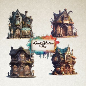 PNG Watercolor Fantasy Magic Shop Clipart Magic Store Clip Art Bundle ...