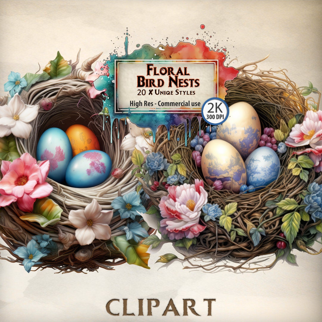 Bird Nest Clipart: Floral Egg Design - Easter Egg Template With Flowers ...