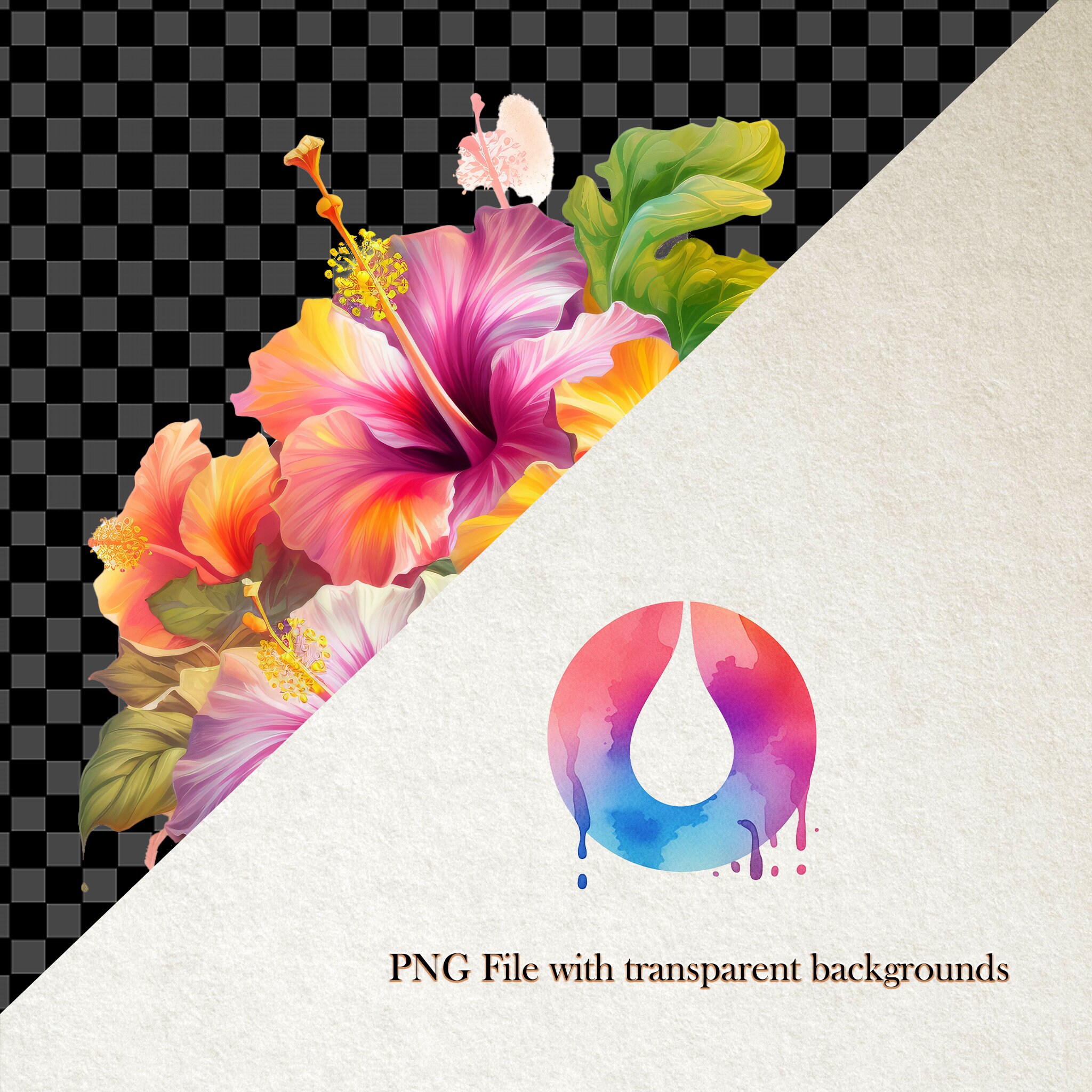 Hibiscus Clipart Tropical Flower Illustrations and Exotic - Etsy