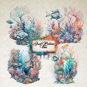 Coral Clipart Watercolor Ocean Reef Summer Sea Life Clipart Bundle ...