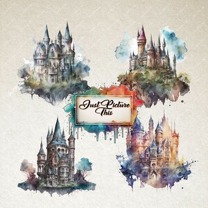 Watercolour Vintage Castles Clipart Bundle Fantasy Castle Unique Junk ...