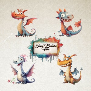 Cute Dragons Clipart Bundle: Whimsical Dragon Illustrations for Fantasy ...