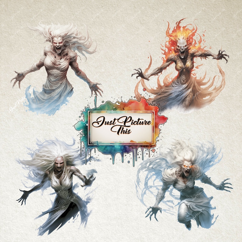 Screaming Banshee Clipart Horror Fantasy Mythical Creatures - Etsy