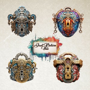 Fantasy Padlock Clipart: Intricate Lock and Key PNG (digital Download ...