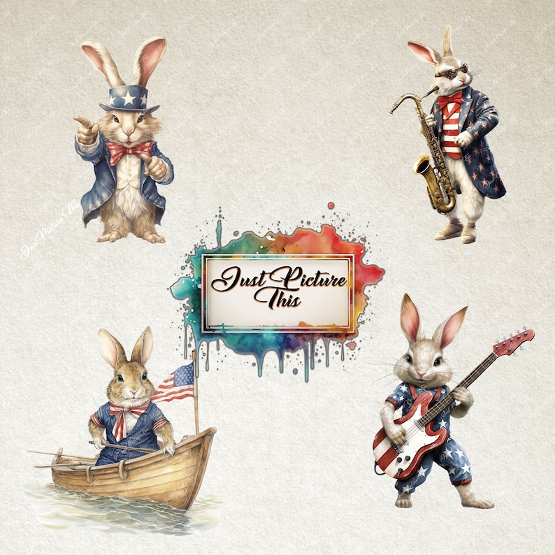 4th of July Clipart Rabbit Clipart Bundle July 4th - Etsy