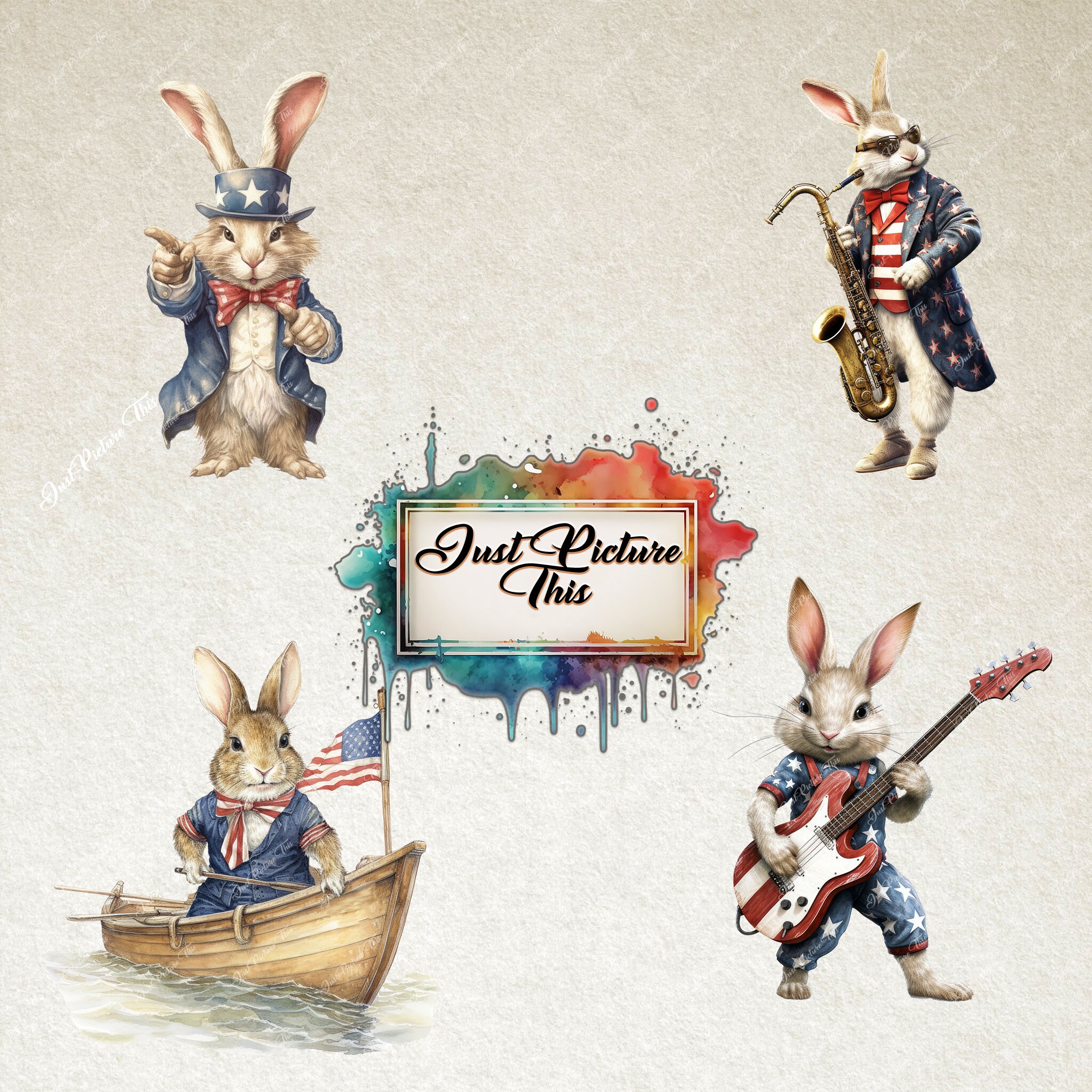 4 de julio Clipart Rabbit Clipart Bundle 4 de julio Día de la - Etsy México