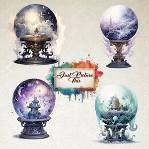 Crystal Ball Clip Art Crystal Ball Tattoo Fantasy Clipart Bundle ...
