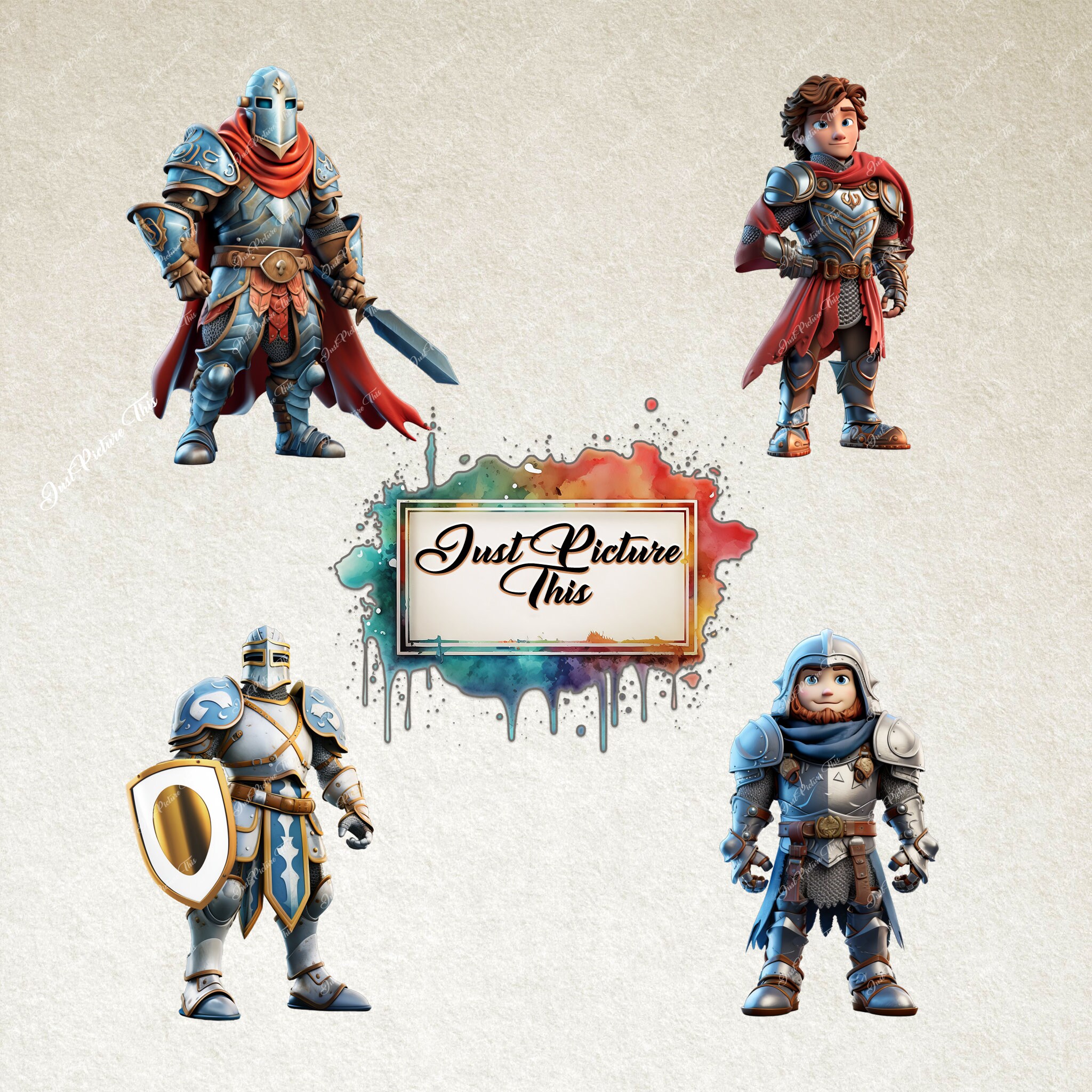 Fairy Tale Knight Clipart: Prince in Shining Armor (PNG Images) - Etsy