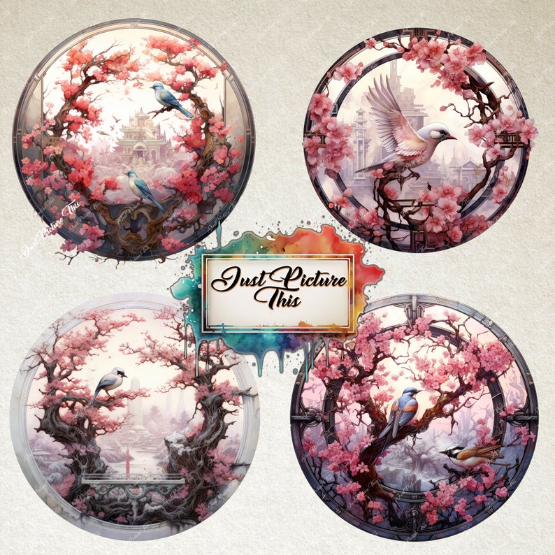 Bird Clipart Window Clipart Bundle Cherry Blossom Clip Art - Etsy