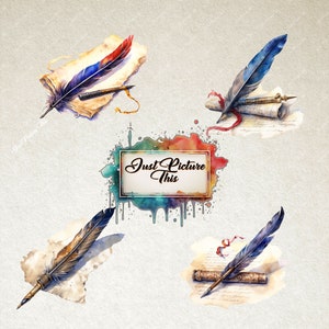 Magic Quill Clipart Fantasy Quill Parchment Quick Writing Pen Artwork ...