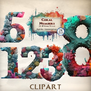 Illuminated Numbers Clipart Sea Coral Style Number Graphics Reef Coral ...