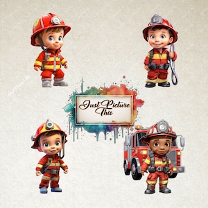 Firemen Clipart Children's Fire Fighters Graphics Kids Party Fire Men ...
