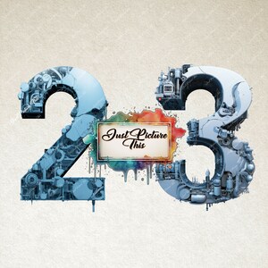 Sci Fi Numbers Clipart Cyberpunk Themed Numbers Graphics Illuminated ...