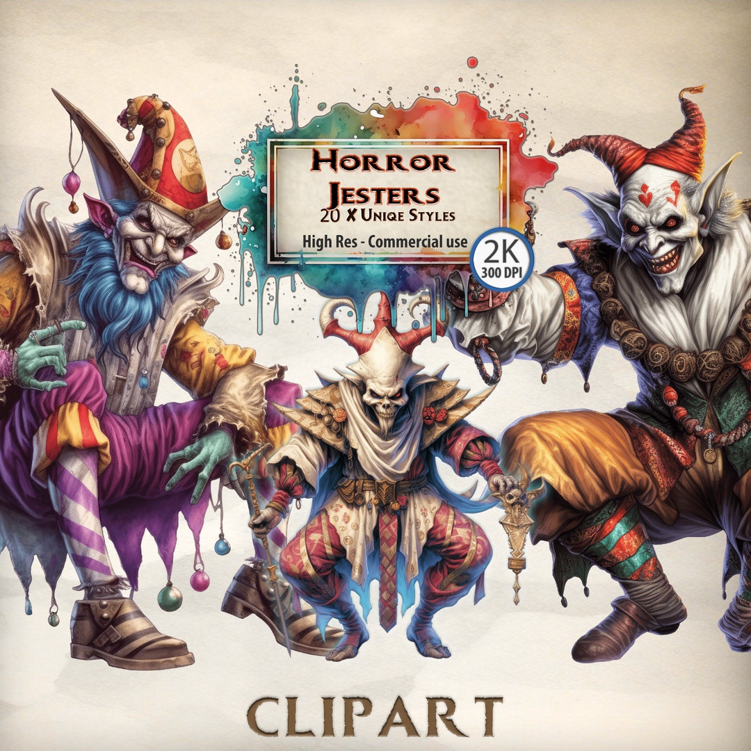 Horror Jester Clipart Evil Clown Halloween Graphics Creep Dark Circus ...