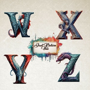 Dragon Letters Clipart Illuminated Alphabet Graphics Fantasy Fonts ...
