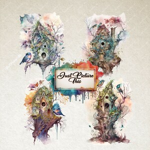 Birdhouse Clipart Watercolor Bird Clipart Bundle Vintage Birdhouses ...