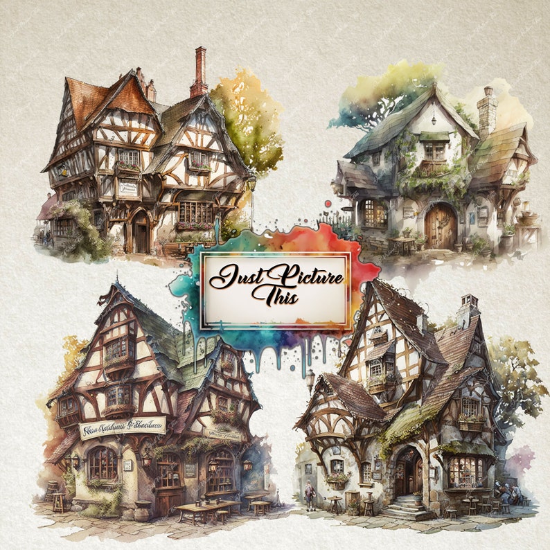 Watercolour Art Fantasy Taverns Medieval Inn Clip Art - Etsy