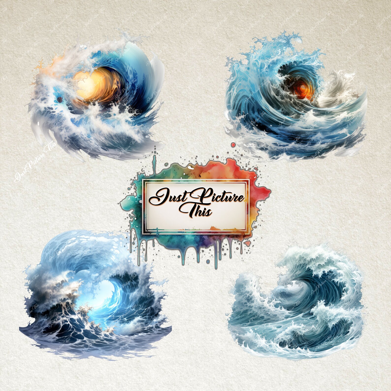 Sea Storms Clipart: Ocean Wave Illustrations (PNG) - Etsy