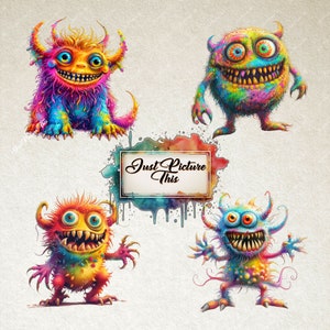 Little Monsters Clipart Bundle: Cute and Mischievous Monster ...