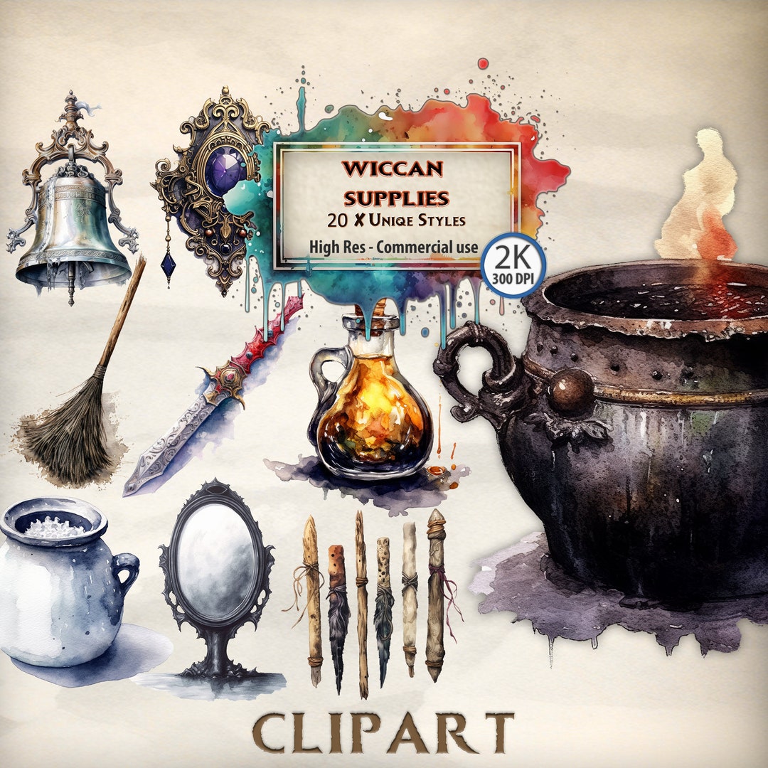 Wiccan Clipart Wiccan Spells Witchcraft Supplies Clipart Bundle Fantasy Magic Spells Wicca Book ...