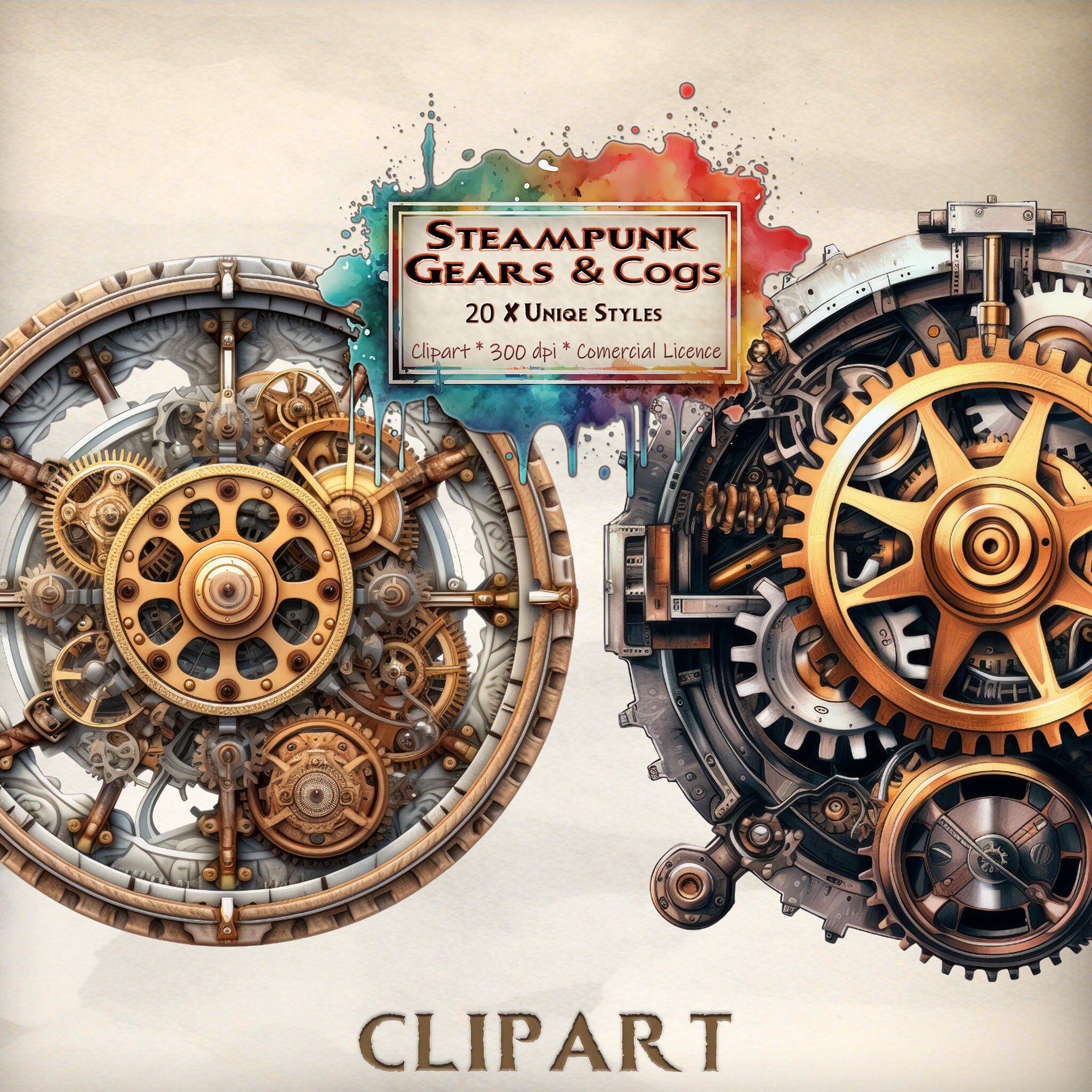 Steampunk Clipart Gears & Cogs Clipart Bundle Cogwheel - Etsy Australia