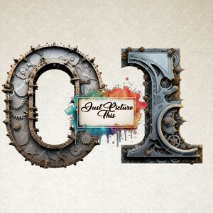 Steampunk Numbers Clipart: Mechanical Theme (transparent PNG) - Etsy