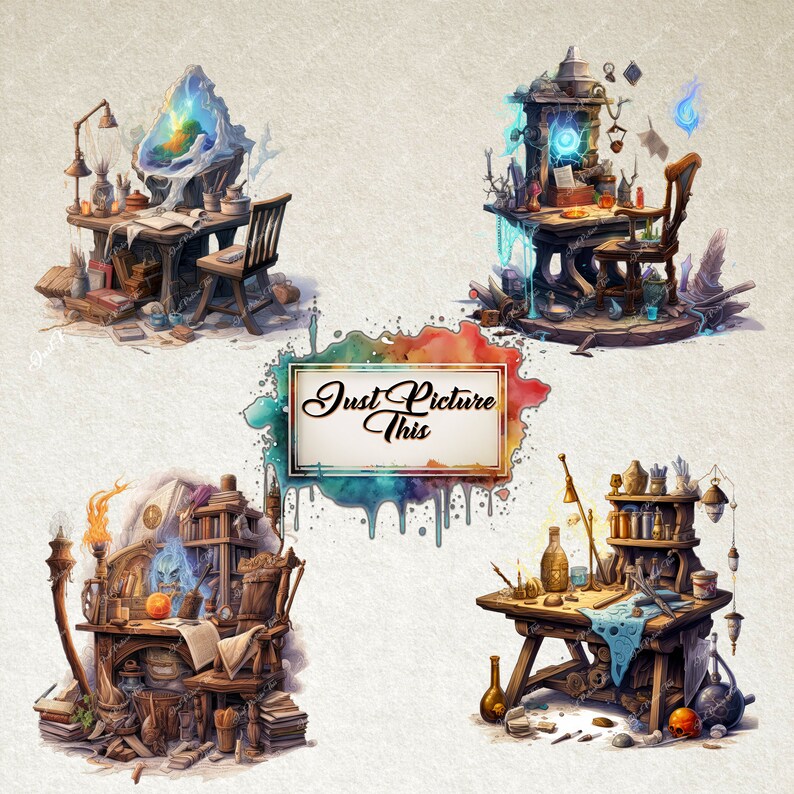 Wizard Clipart Wizards Table Magical Fantasy Medieval Desk - Etsy