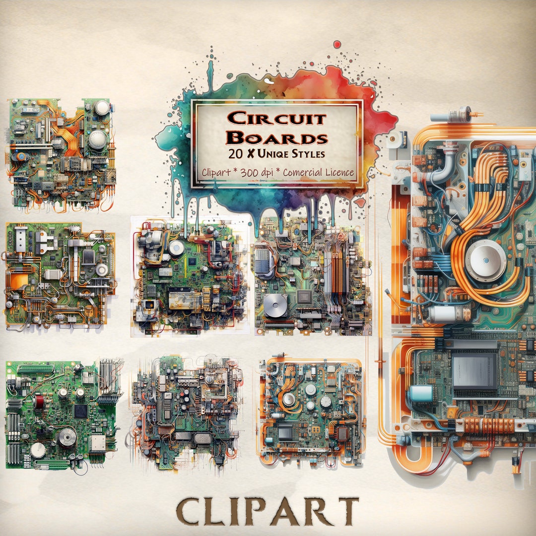 Computer Clipart Circuit Board Clipart Bundle Tech Electronics - Etsy