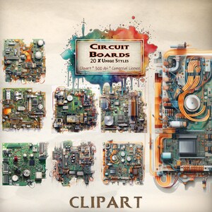 Computer Clipart Circuit Board Clipart Bundle Tech Electronics - Etsy