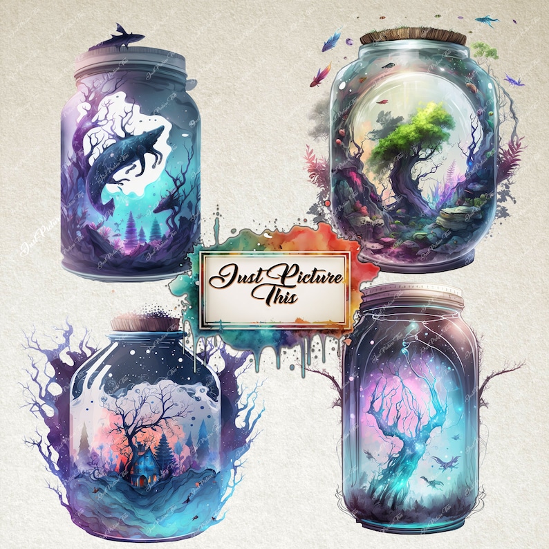 Fantasy Jars Clipart fairy Jars Enchanted magic Potions - Etsy