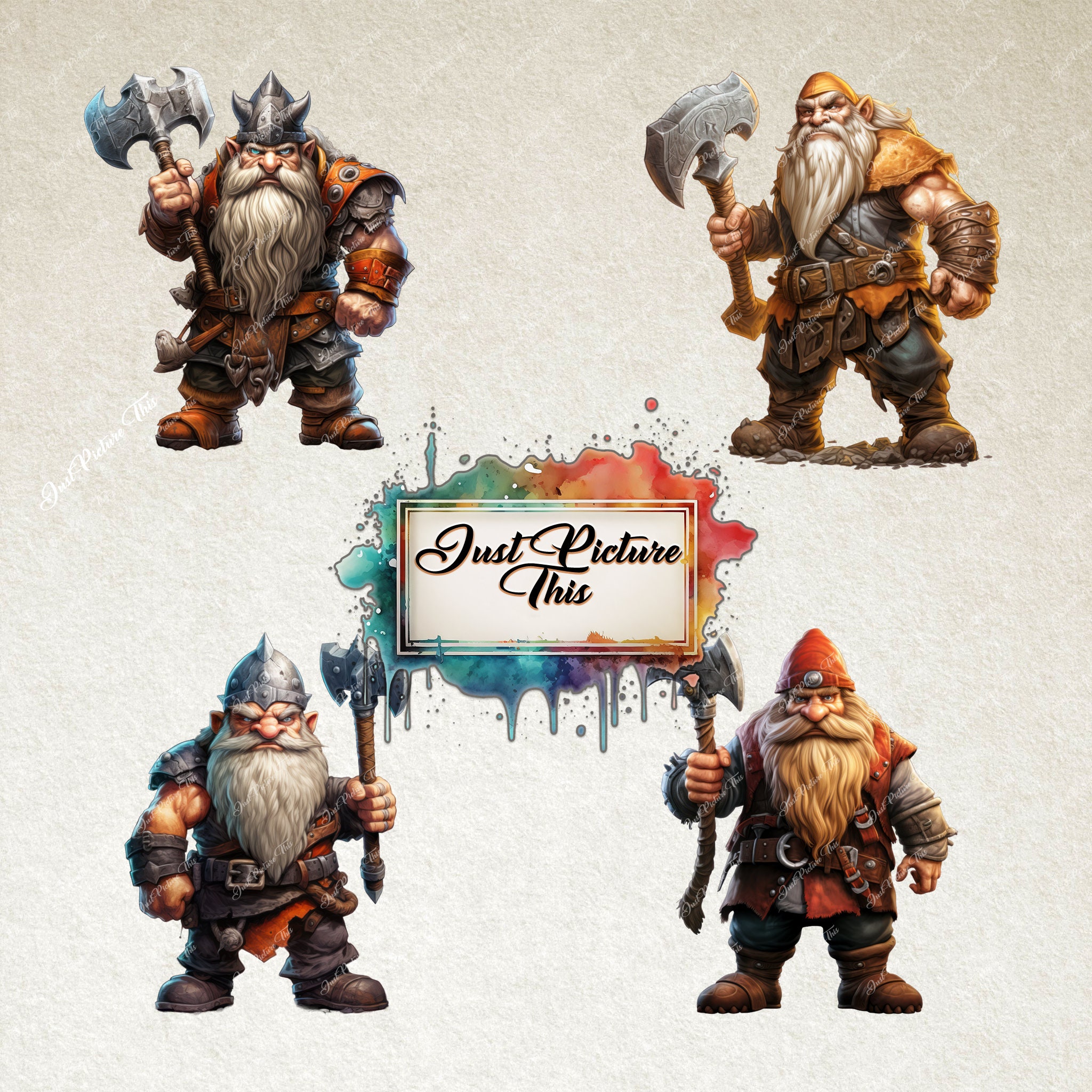 Fantasy Dwarf Clipart: Mining Gnome Illustrations (PNG) - Etsy