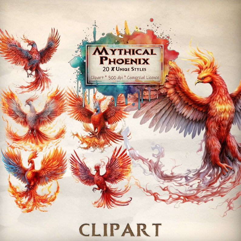 Phoenix Clipart Mythical Creatures Magical Beasts Flying Bird - Etsy