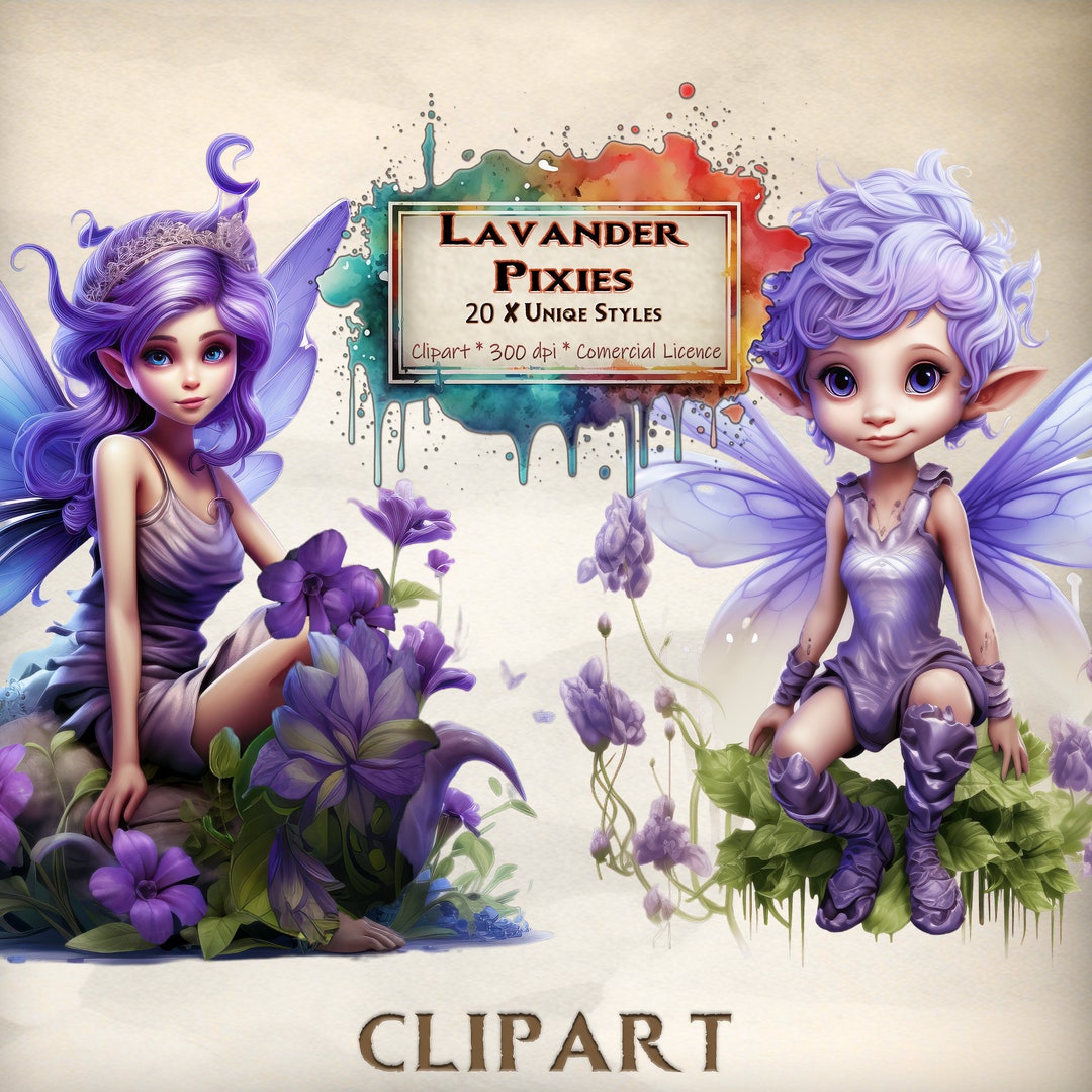 Lavender Pixie Clipart Fairy Tale Female Gnomes Magical - Etsy