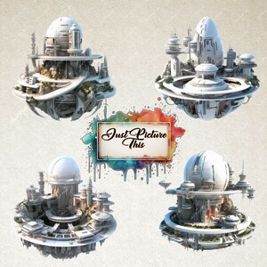 Space Bases Clipart Sci-fi Clipart Bundle for Futuristic Illustrations ...