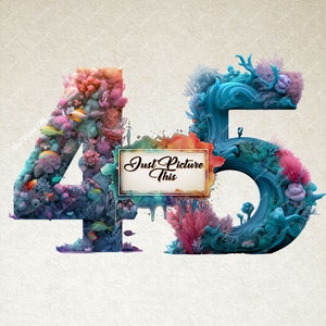 Illuminated Numbers Clipart Sea Coral Style Number Graphics Reef Coral ...
